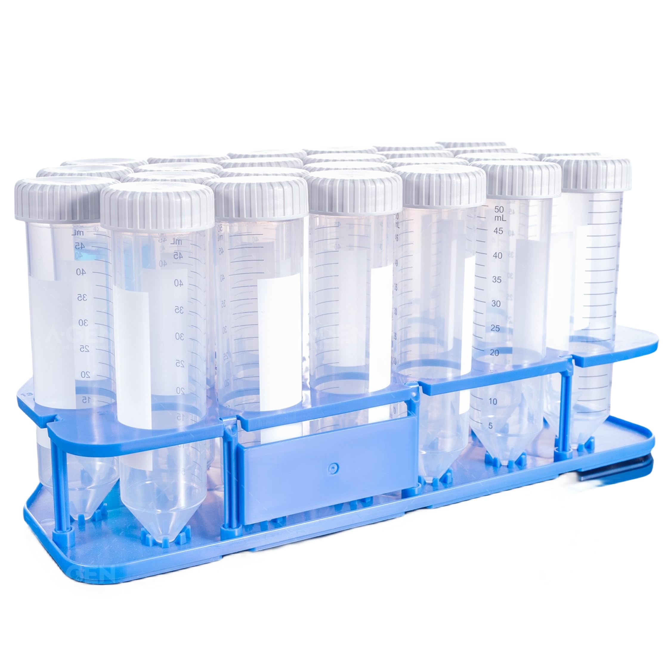 A-GEN 50mL Centrifuge Tubes with 5-Color Screw Caps [2Recycle Racks*25Tubes], USP VI Grade PP, Max RCF 12,000xg, Gamma Sterile, DNase/RNase Free,Non-Pyrogenic, Autoclavable [50PCS, 50mL Racked]