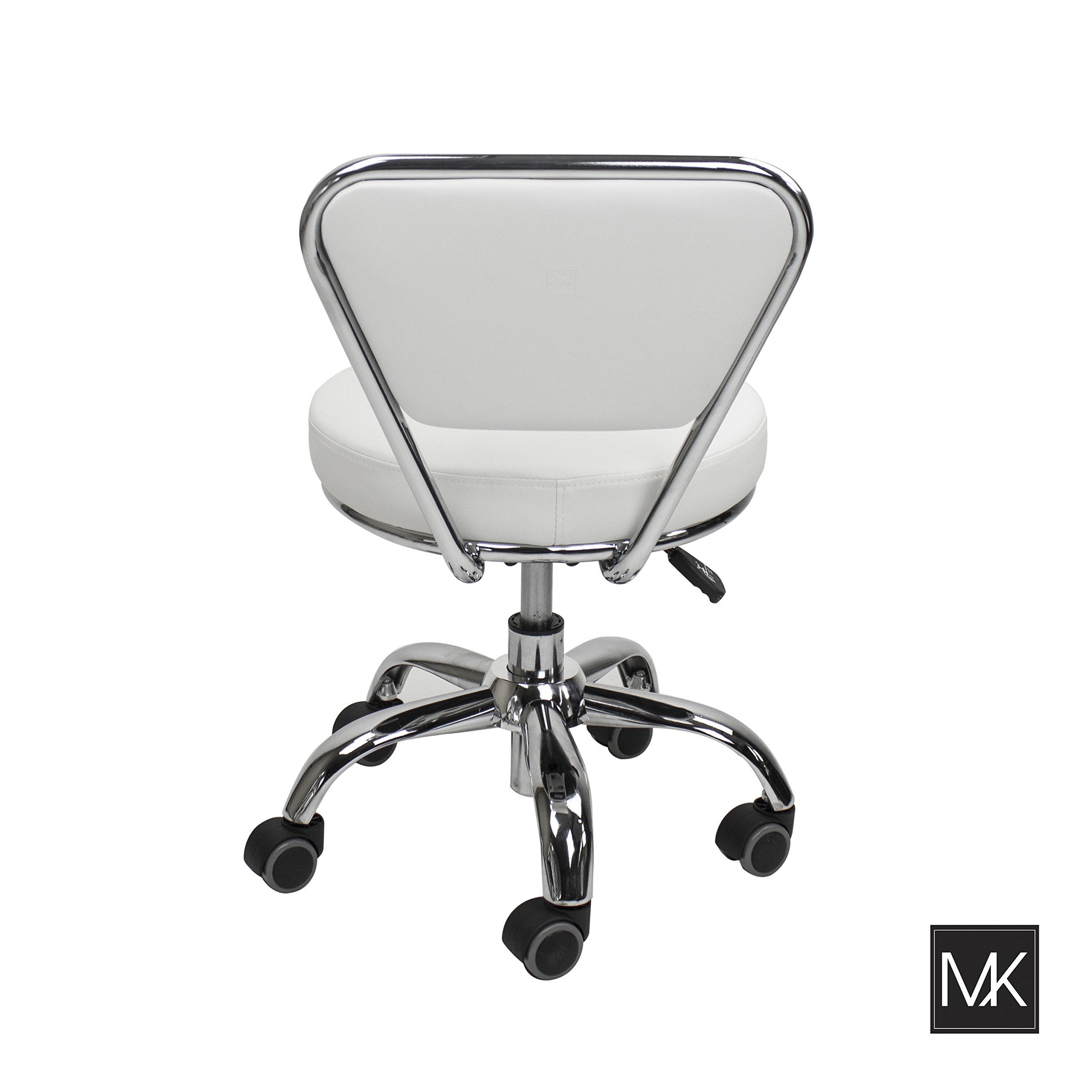 Set of 4 DAYTON WHITE Salon Nail Pedicure Stool Pneumatic, Adjustable Height, Rolling Salon Furniture & Equipment