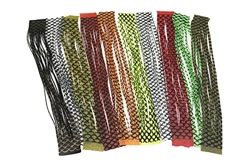 20Pc 10Colours Fishing Jig Lures Mixed Colors DIY Silicone Whole Sheet Skirts for Jig Lures Regular Skirt Colours with Fly Tying Material Free Rubber Band CMB3#