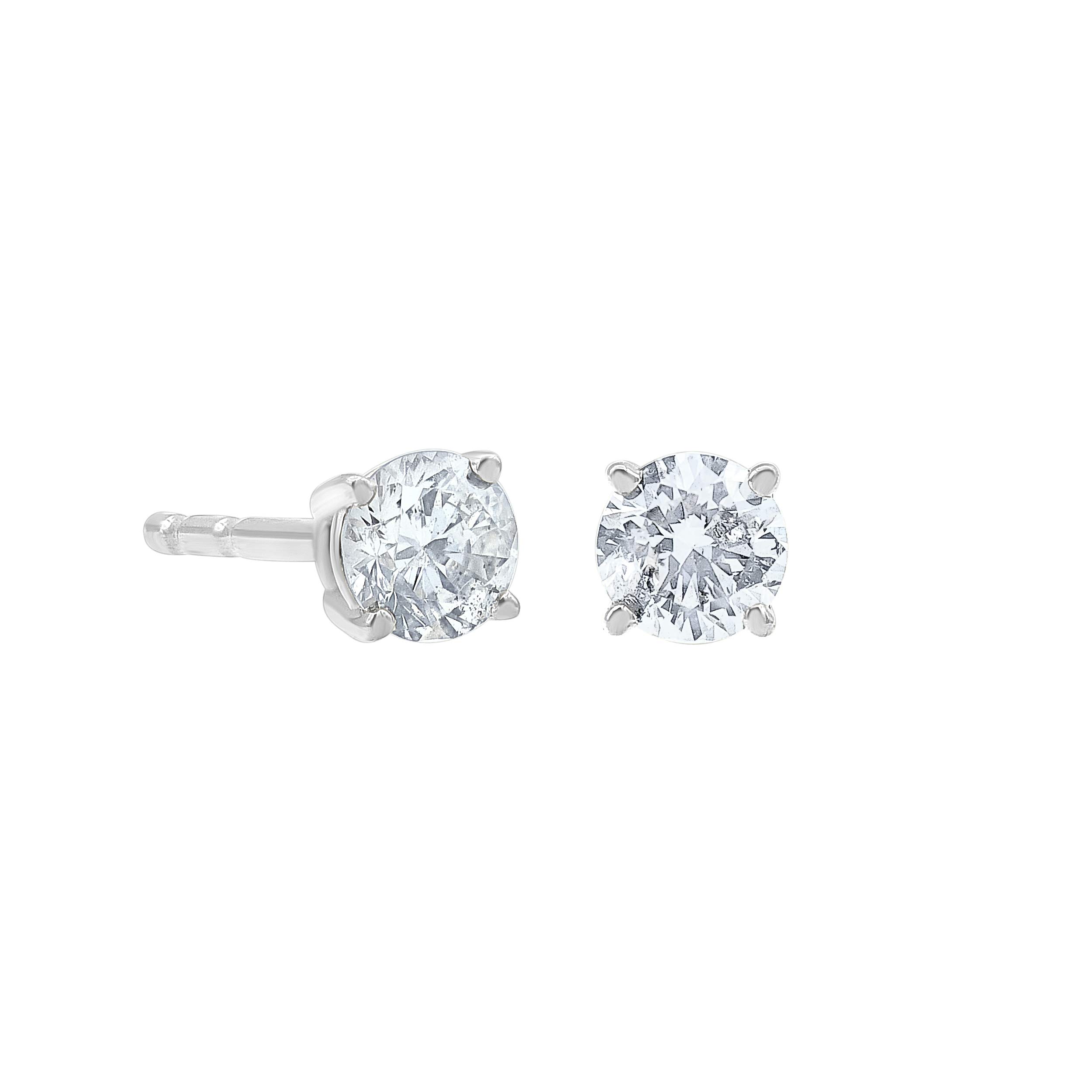 Beyond Brilliance 0.33 Carat Round Cut Natural Solitaire Diamond Stud Earring in 14K White Gold | Fine Jewelry for Women | Gift for Her | Gift Box Included