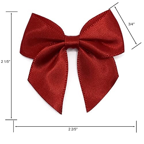 AKLVBL 25 Pack Set Satin Ribbon Bows Pretied Bows with Sticky Gel Pads for Treat Bags, Gift Bags, Bakery Candy Bags and Package Decorating or Gift Decorating (Red)