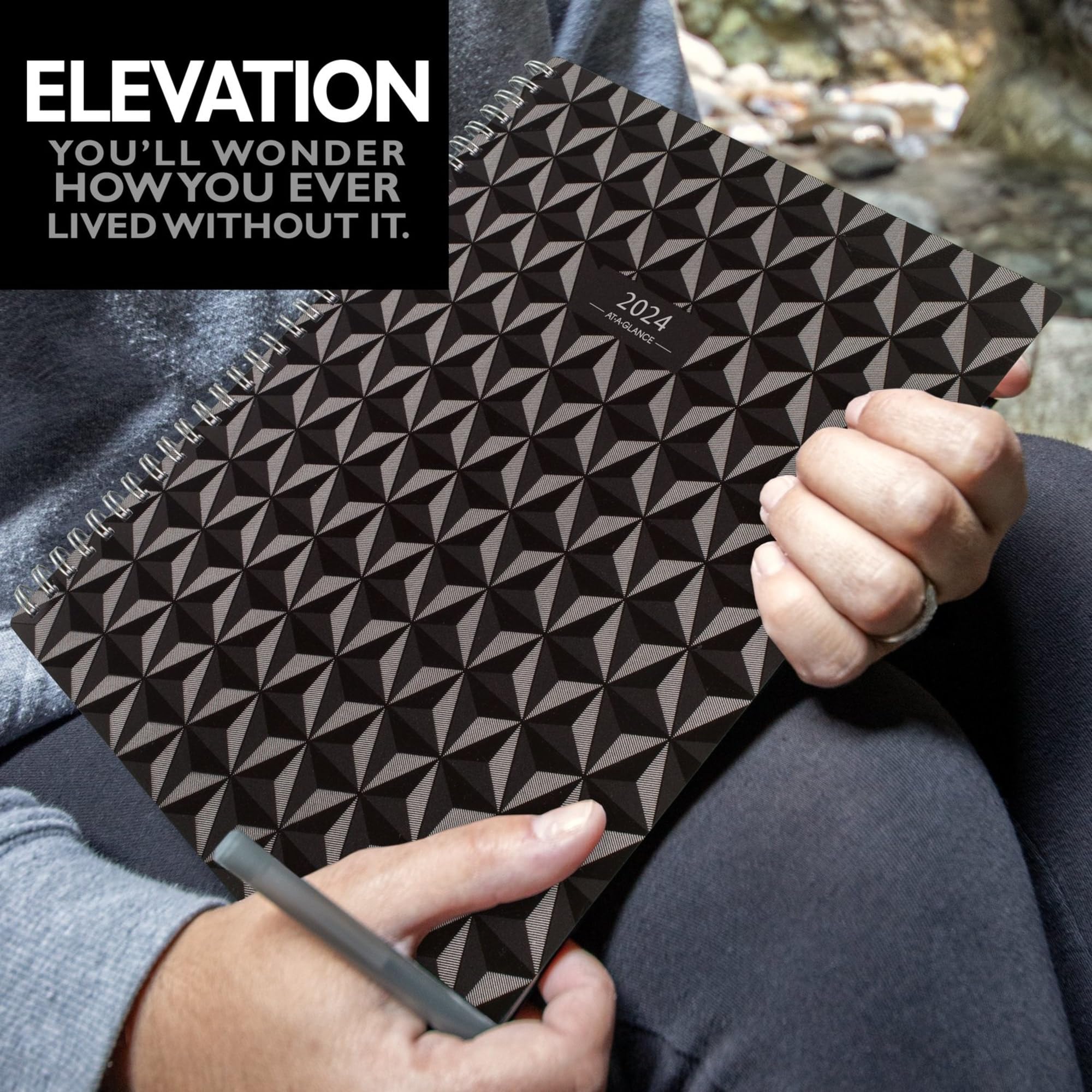 2024-2025 AT-A-GLANCE® Elevation Block-Format 13-Month Weekly/Monthly Planner, 8-1/2" x 11", Black, January 2024 to January 2025, 75950P05