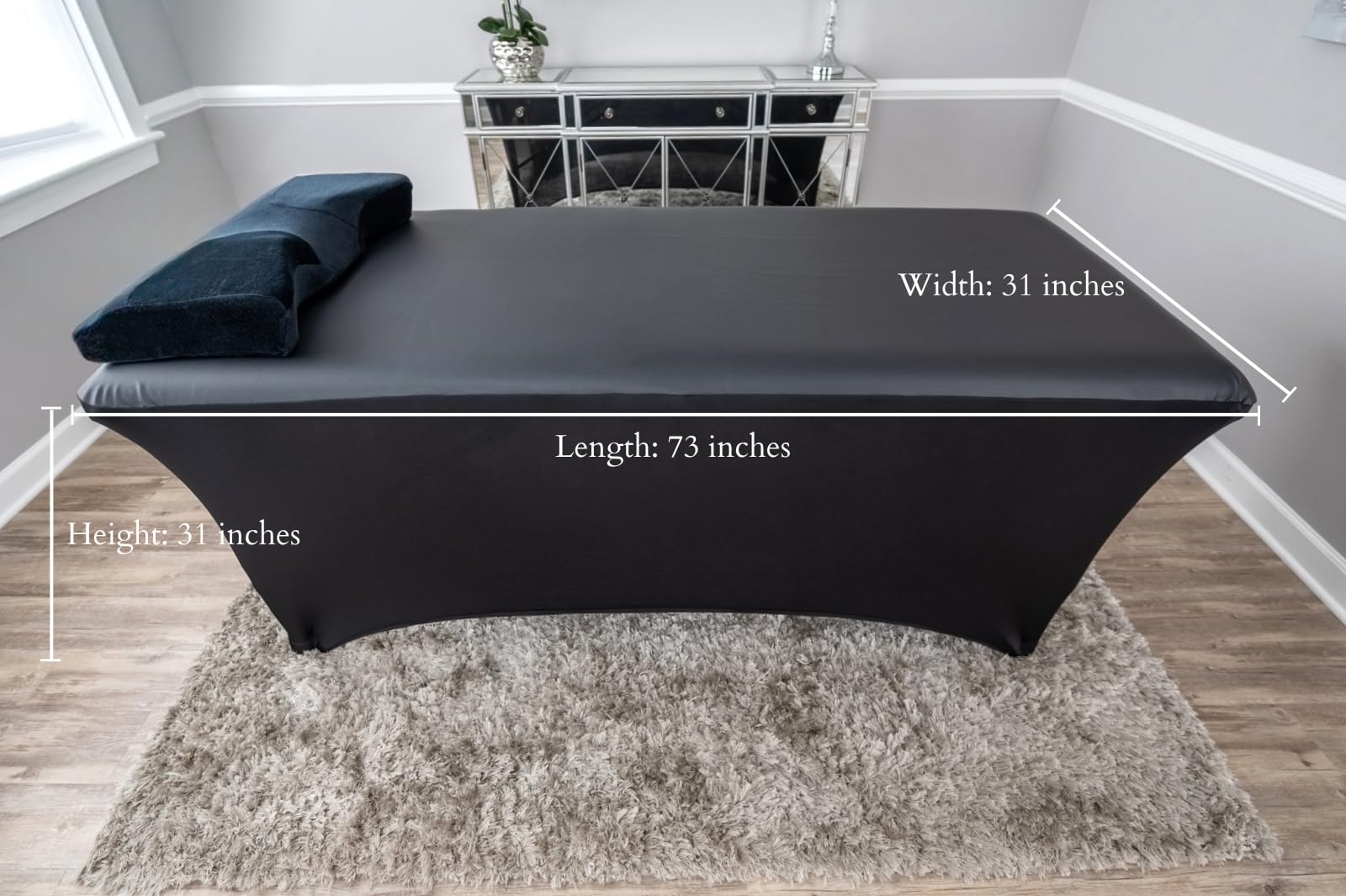 Sophi & Co. Vegan Lash Bed Cover - Wipeable, Reusable and Waterproof Fitted Linen, Excellent Spa Salon Massage Table Linen, Vegan Leather Spa Bed Topper, 1 Count (6ft, Black)