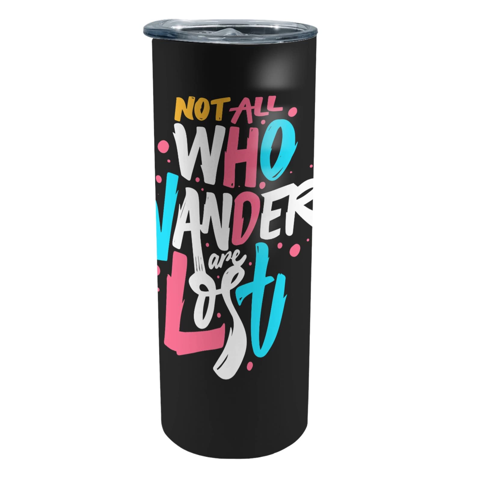 20 oz Water Bottle Coffee Mugs Not All Who Wander are Lost Water Bottles with Straw Thermo Coffee Mug Vintage Sublimation Cups 20 oz Skinny Gift for Employees