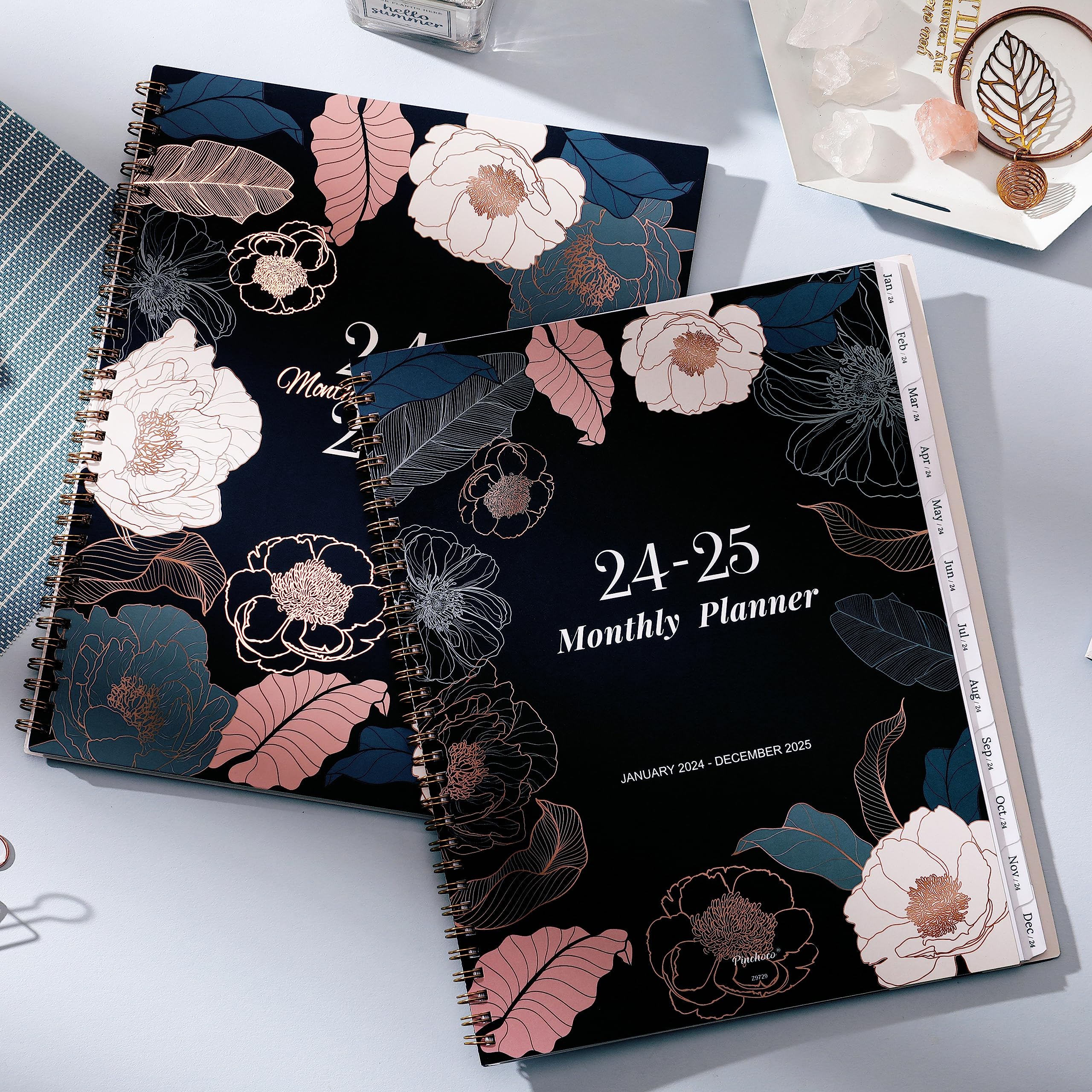 2024-2025 Monthly Planner/Calendar - Jan. 2024 - Dec. 2025, Monthly Planner 2024-2025, 9" × 11", Two-Year Monthly Planner with Flexible Cover, Twin-Wire Binding, Monthly Tabs, Pockets, Thick Paper -