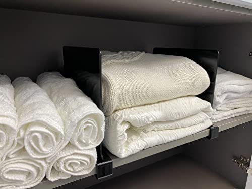 CY craft Acrylic Shelf Dividers for Closets,Wood Shelf Dividers, 4 PCS Black Shelf Separators,Perfect for Clothes Organizer and Bedroom Kitchen Cabinets Shelf Storage and Organization
