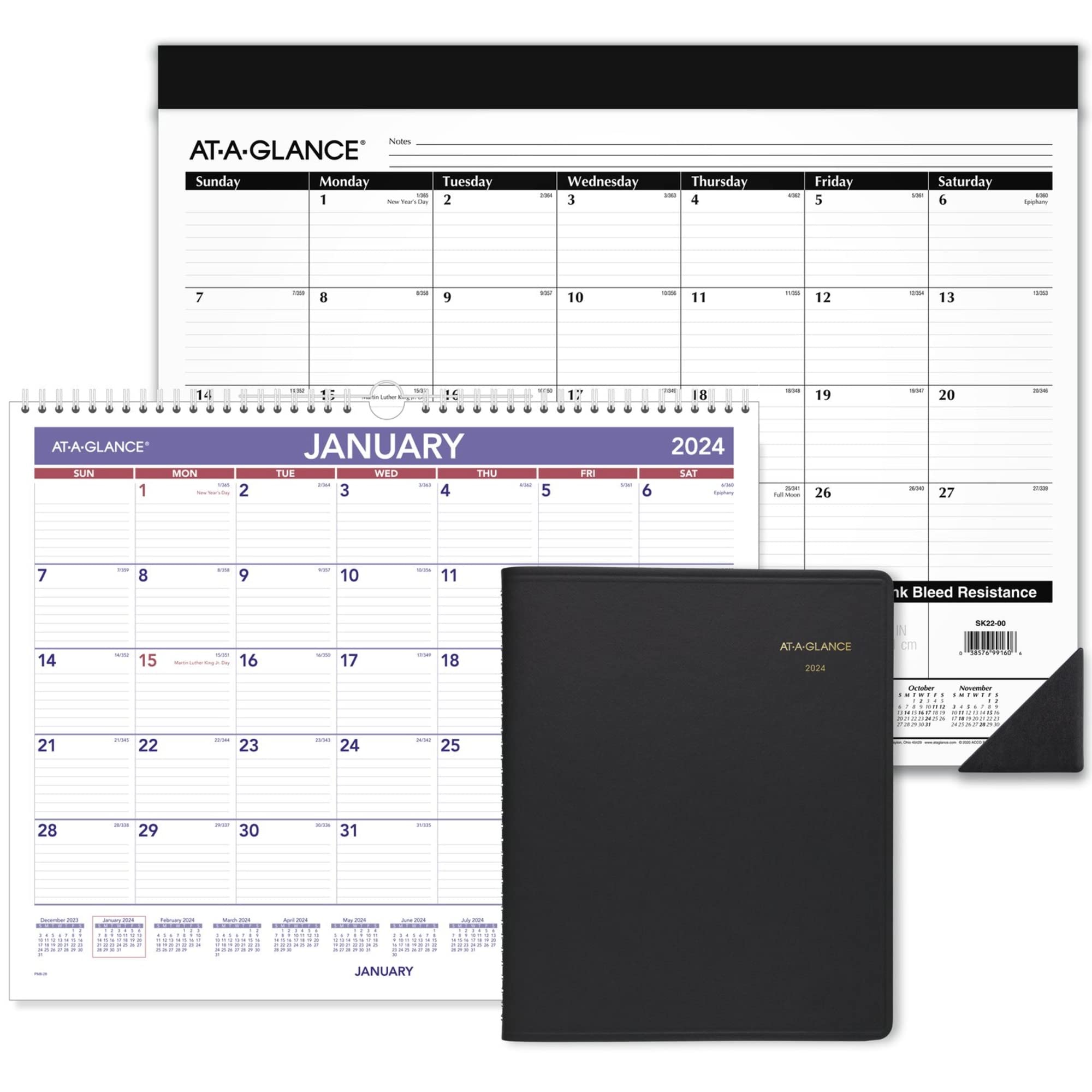 2024 AT-A-GLANCEĀ® Repositionable Horizontal Wall Calendar With Adhesive Backing, 15" x 12", January To December 2024, PM15RP28