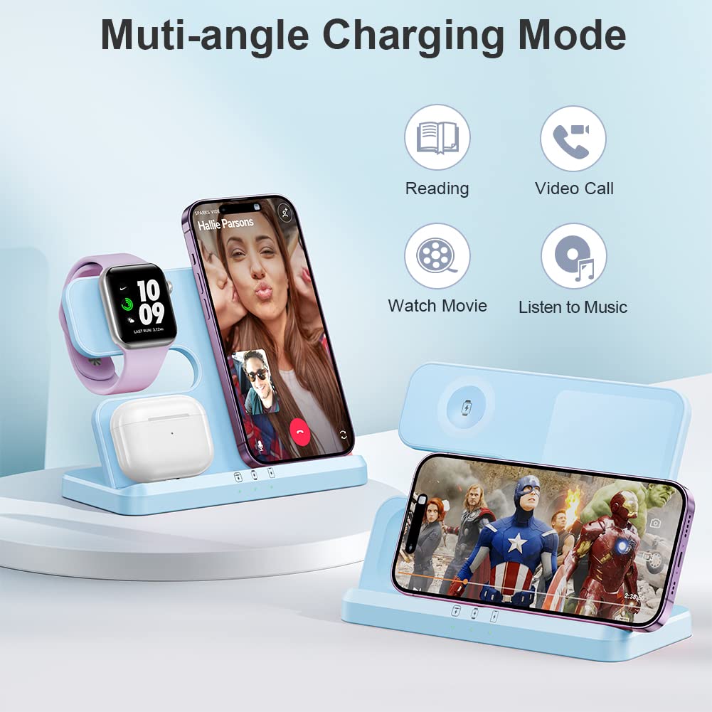 ๐ฎ๐ฌ๐ฎ๐ฏ ๐ก๐ฒ๐ JARGOU 3 in 1 Wireless Charging Station Wireless Charger for iPhone 14 13 12 11 Pro Max/X/8 Charging Station for Multiple Devices for Apple Watch for AirPods 2/3/Pro/Pro 2