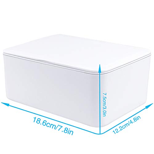 DOERDO 2 PCS Wipes Dispenser Wet Wipe Holder with Lid Wipes Tissue Case Tissue Storage Box Keeps Baby Wipes Fresh and Safe(White,Gray)