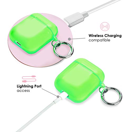 Velvet Caviar Neon Green AirPod Case - Cool Cover for Boys, Men, Girls with Keychain - Protective Hard Cases Compatible with Apple Airpods 1/2