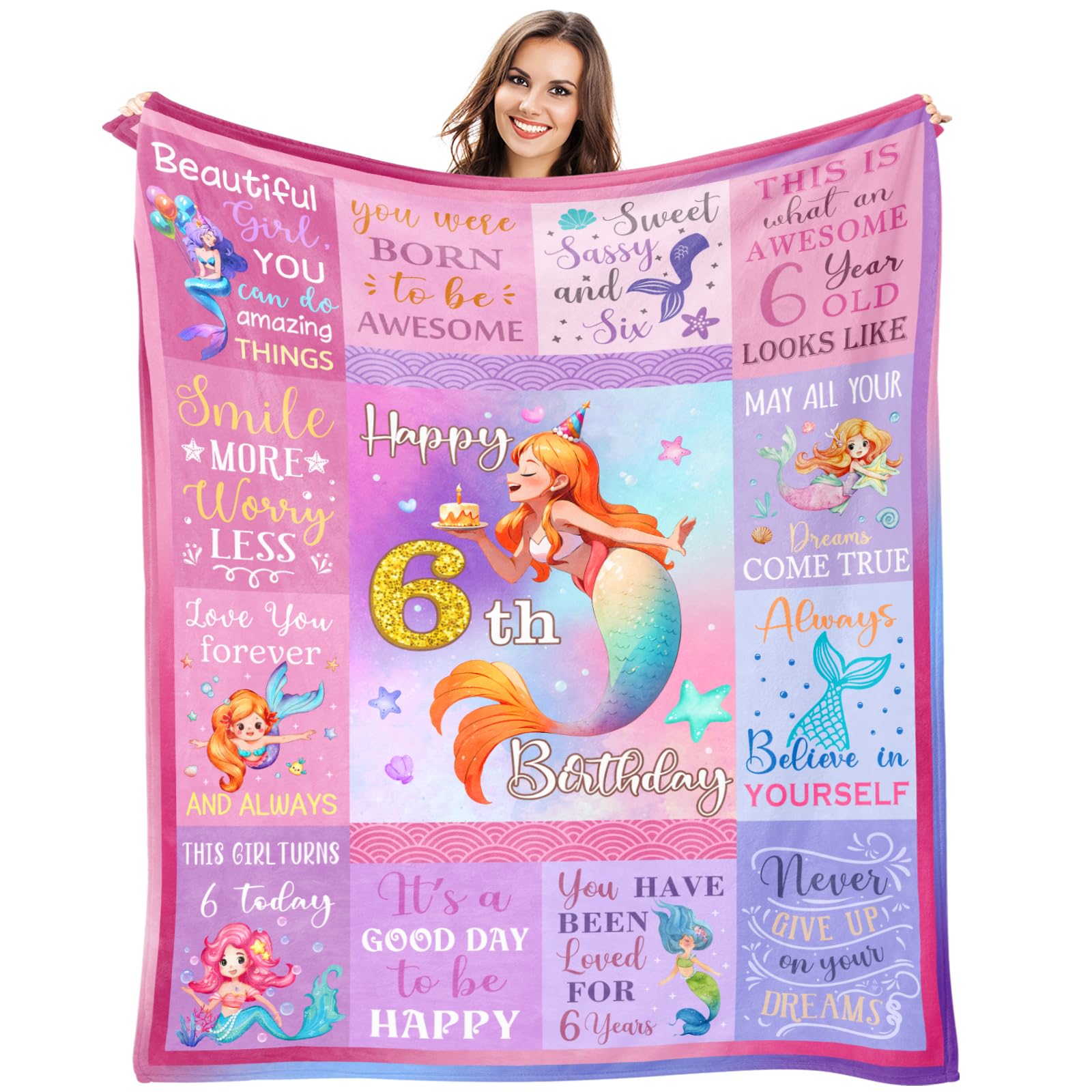 6 Year Old Girl Gifts, Gifts for 6 Year Old Girl, 6 Year Old Girl Birthday Gift Ideas, 6 Year Old Girls Gift Ideas, 6th Birthday Gifts for Girls, Best Gifts for 6 Year Old Girls Blanket 60"x50"