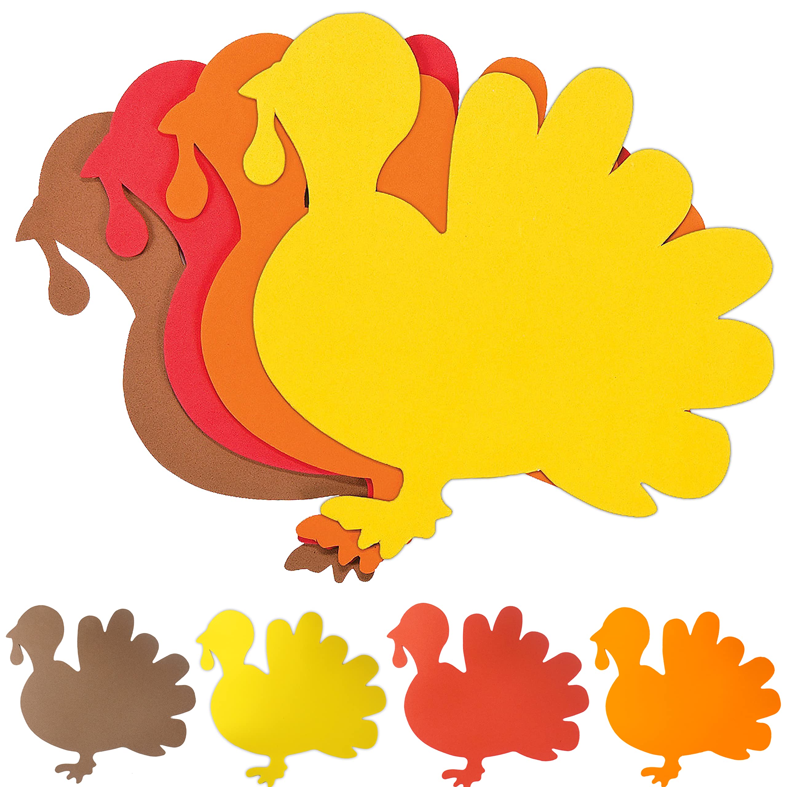4E's Novelty 8" Foam Turkey Blank Cut Outs Shapes 24 Pack- Thanksgiving Crafts for Kids Bulk, Thanksgiving Craft for Toddler Kids Classroom Preschool Bulletin Board Supplies
