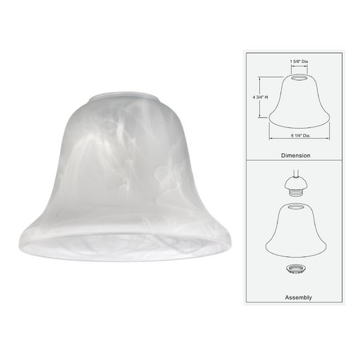 Alabaster Glass Bell Shade - 1-5/8-Inch Fitter Opening