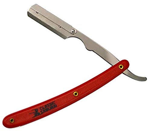 Classic Samurai CS-101 Red Stainless Steel Professional Barber Straight Edge Razor with 15 Astra Double Edge Razor Blades
