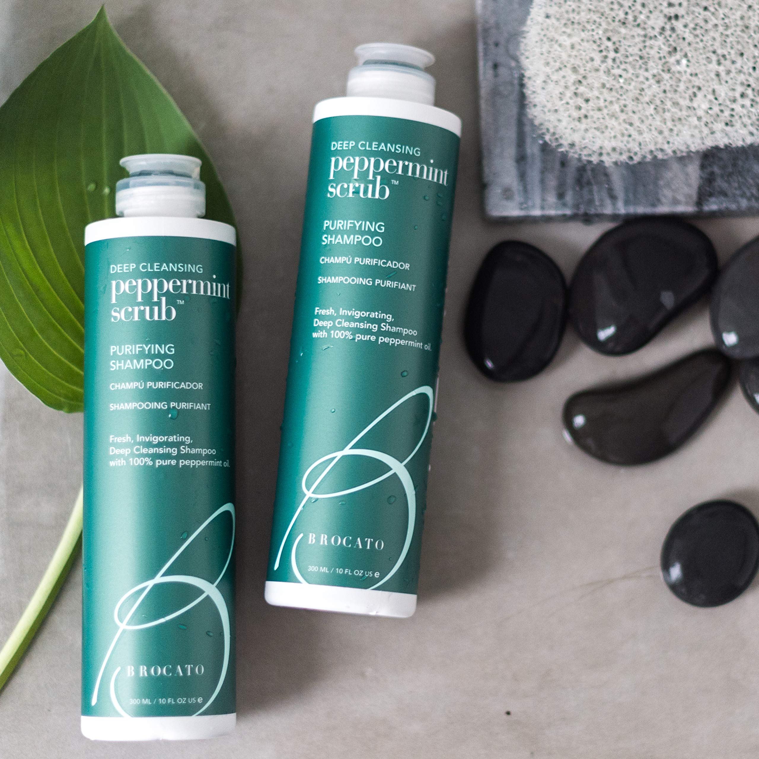 Brocato Peppermint Scrub Purifying Shampoo: Lightweight with Pure Peppermint Oil, Ideal for Oily to Normal Hair Types - Sulfate & Paraben Free, 32oz