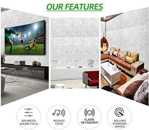 Acoustic Absorption Panels Zero Emission Sound Proofing Flame Retardant Panels, Use for Wall Decoration and Acoustic Treatment, 12 X 12 X 0.4 Inches 12 Packs (Snowy White)