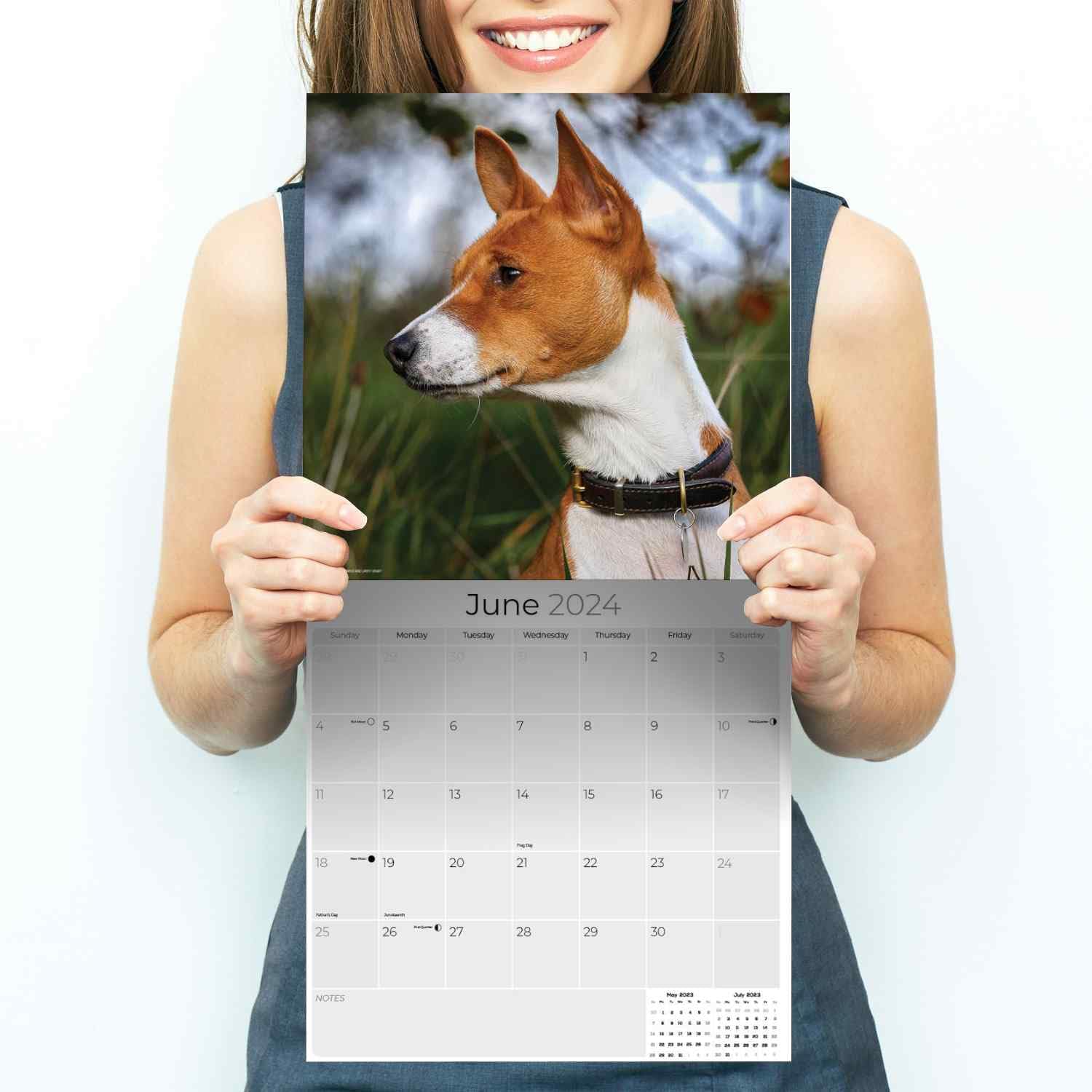 2023 2024 Basenji Calendar - Dog Breed Monthly Wall Calendar - 12 x 24 Open - Thick No-Bleed Paper - Giftable - Academic Teacher's Planner Calendar Organizing & Planning - Made in USA