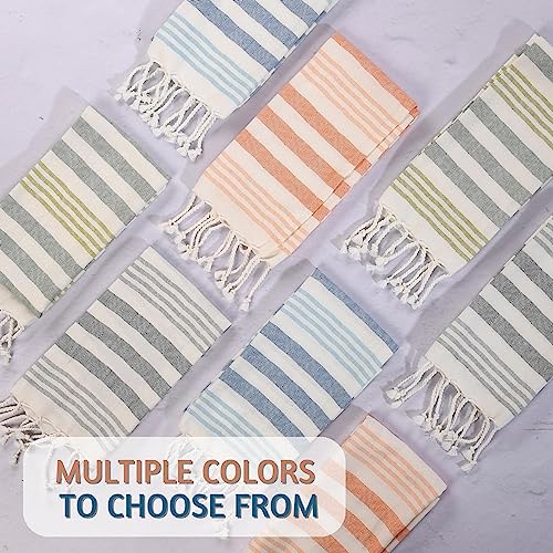 Folkulture Hand Towels for Bathroom, Set of 2 Decorative Hand Towels with Hanging Loop, 100% Cotton Turkish Hand Towels Set or Boho Hand Towels for Kitchen 16" x 30" Inches (Fiji - Aqua)