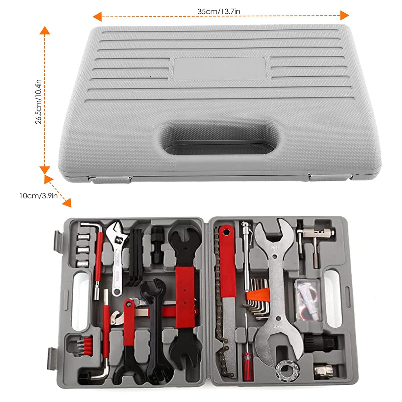 48 Pcs Tool Set, Bike Tool Kit, Bicycle Repair Kit Tool Box Set with Adjustable Open Wrench, Tire Lever, Socket, DIY Tools, Small Portable Hand Tool Kit for Mountain Road Bike Motorcycle Maintenance