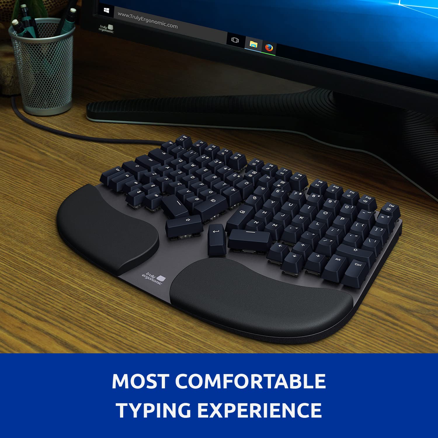 Truly Ergonomic Cleave Keyboard - Tactile Optical Mechanical Switches Better Than Cherry MX, Natural Typing, Comfortable Palmrest, Backlight, Strong Aluminum Body, Best Split Keyboard, Windows/Mac