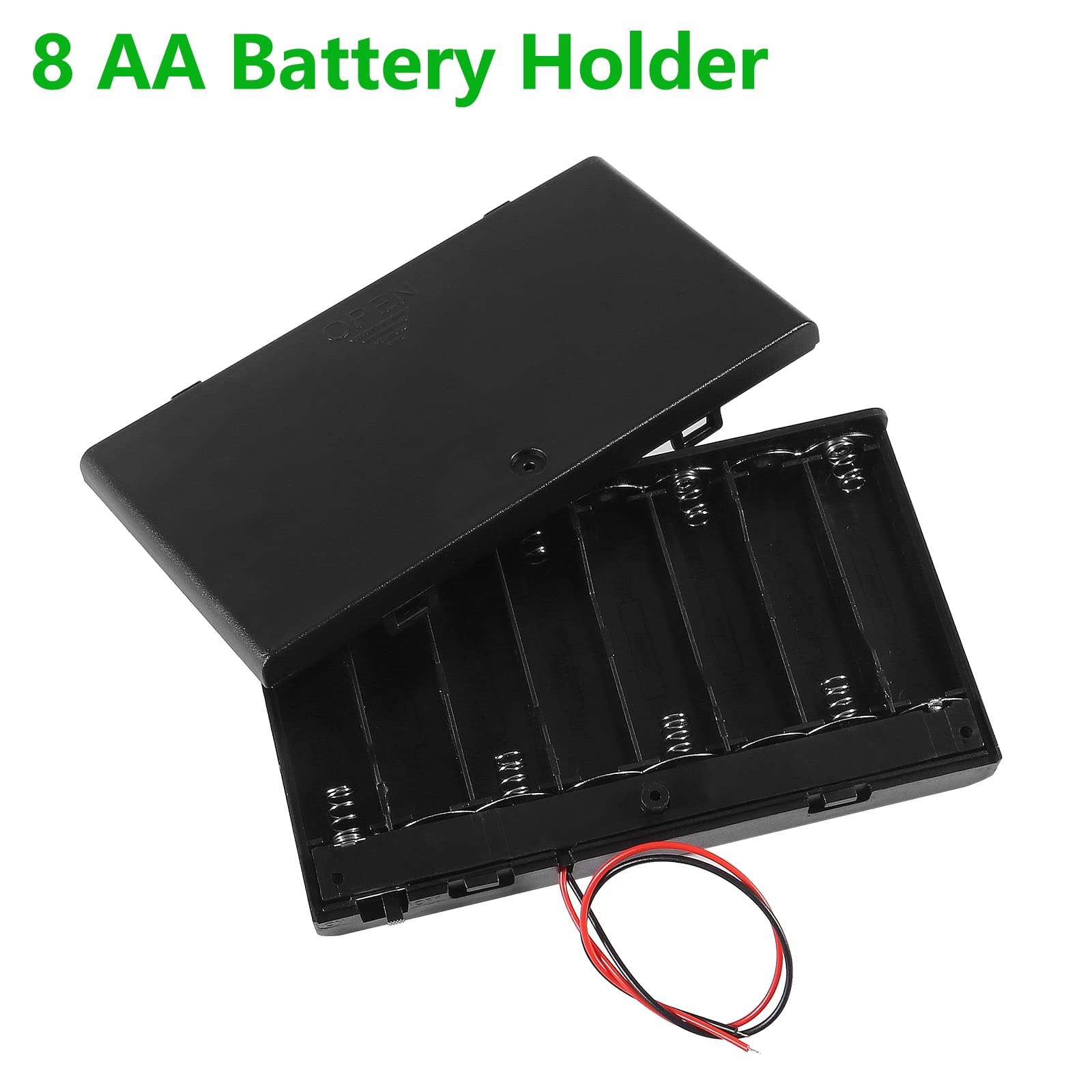 Aobao 5pcs 8 x 12V AA Battery Holder Case Box with ON/Off Switch and Leads Wire Cover
