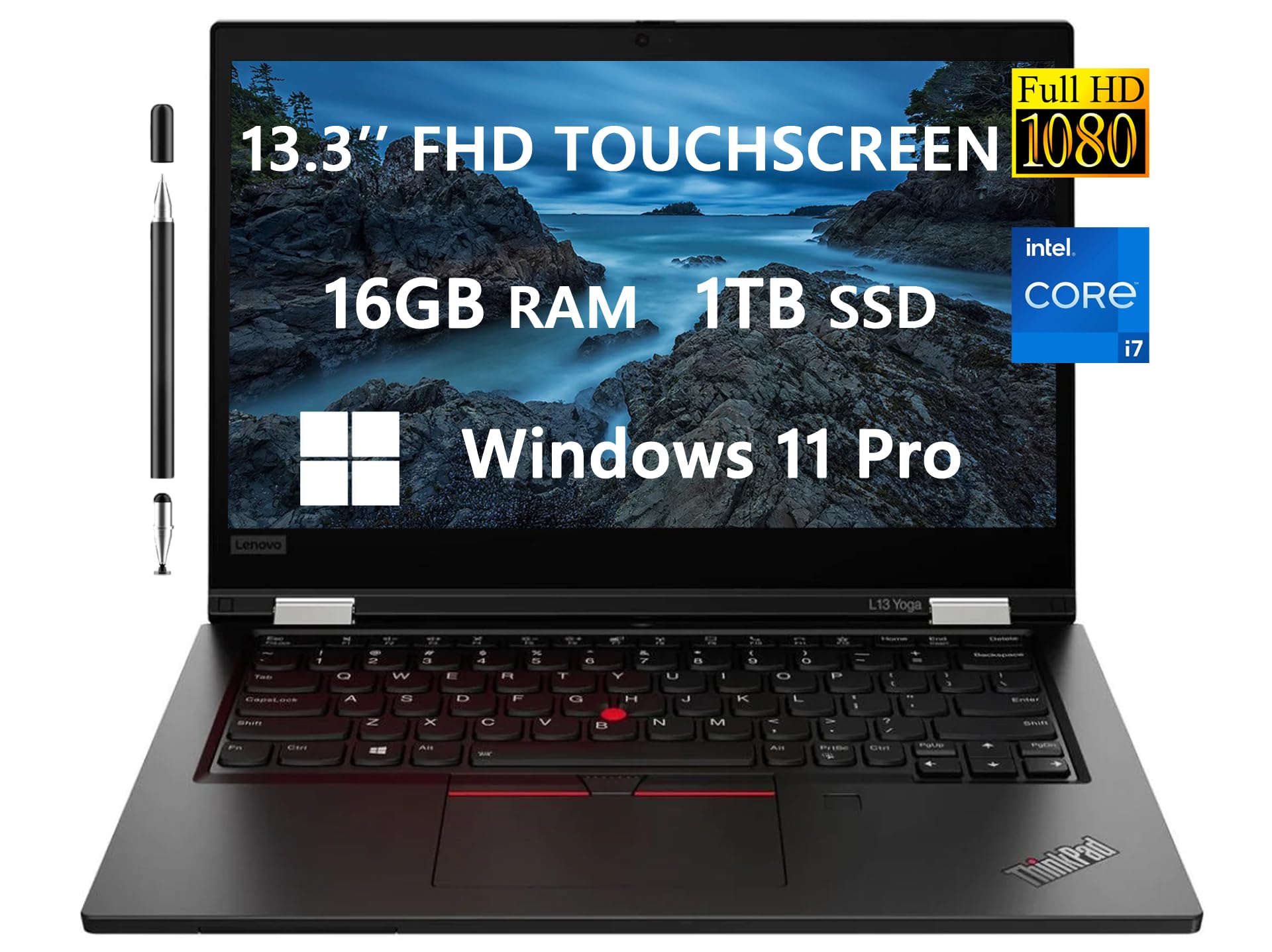 2023 ThinkPad L13 Yoga 13.3" FHD Spin 2-in-1 Touchscreen laptop for Student & Business by Lenovo, Intel Core i7-1165G7(4-core), 16GB RAM|1TB SSD, Backlit KB|FP Rearder, Windows 11 Pro, Free Stylus Pen