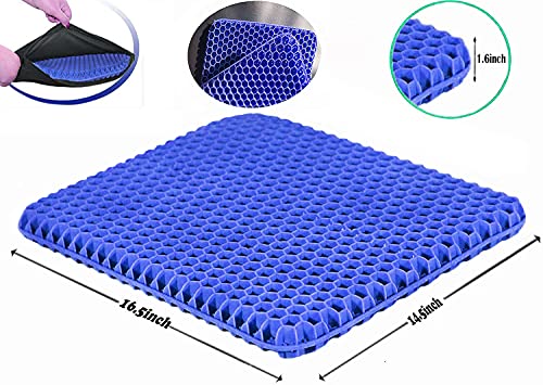 Gel Support Cushion，Gel Seat Cushion,with Non-Slip Cover,Help for Relieving Back Pain ,use for The Car,Office,Wheelchair (Blue)