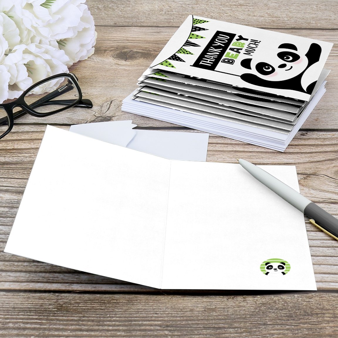 Big Dot of Happiness Party Like a Panda Bear - Baby Shower or Birthday Party Thank You Cards (8 count)