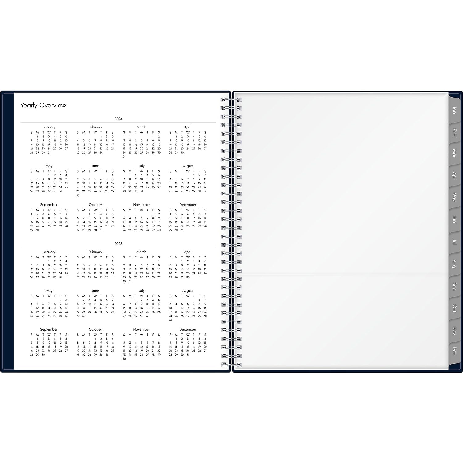 2024 Blue Sky™ Enterprise Weekly/Monthly Planning Calendar, 8-1/2" x 11", Navy Blue, January to December 2024, 142989