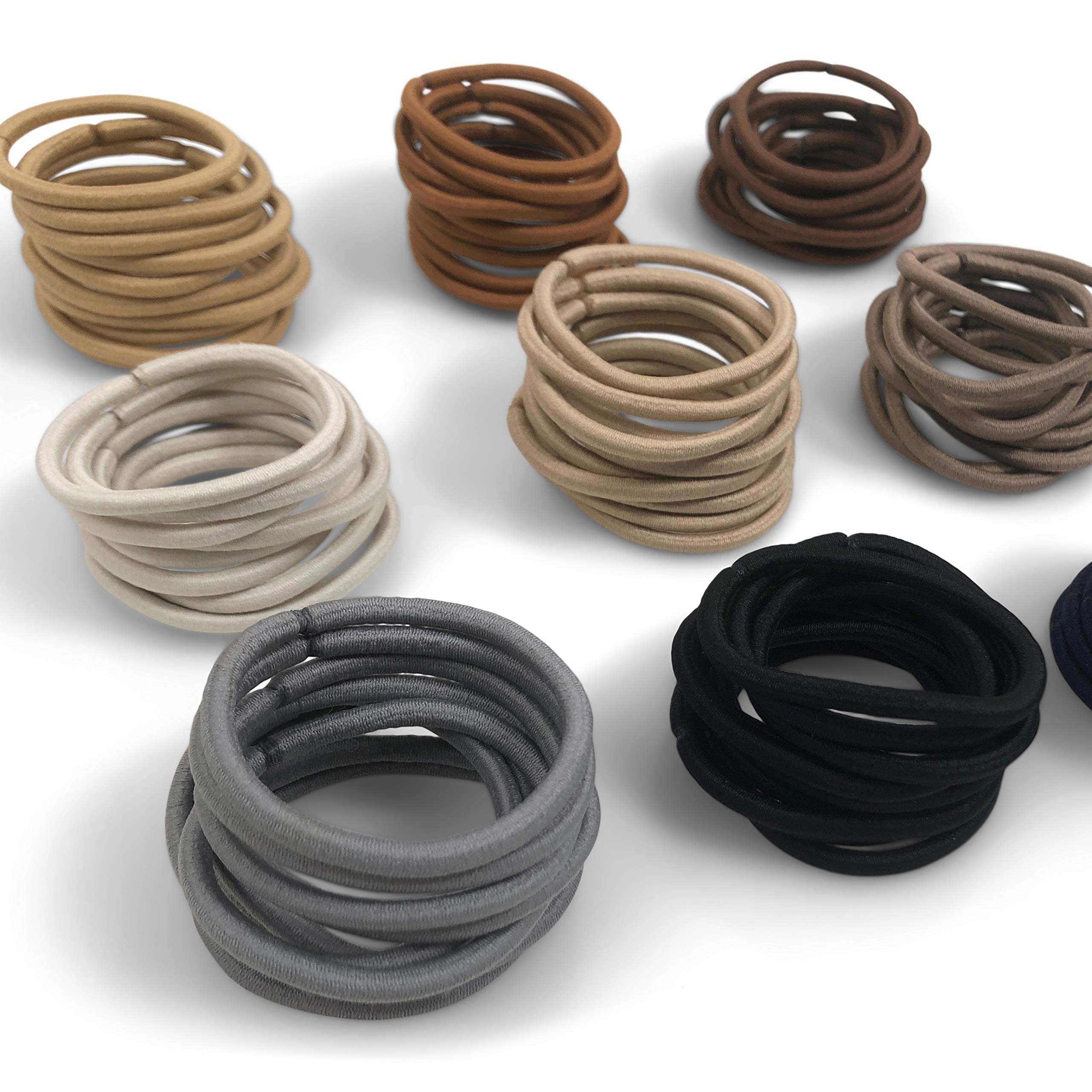 Cyndibands Hair Ties for Gray - 4mm Elastic Ponytail Holders - Match Your Hair Color Bands - 24 Count (Light Silver/Gray)