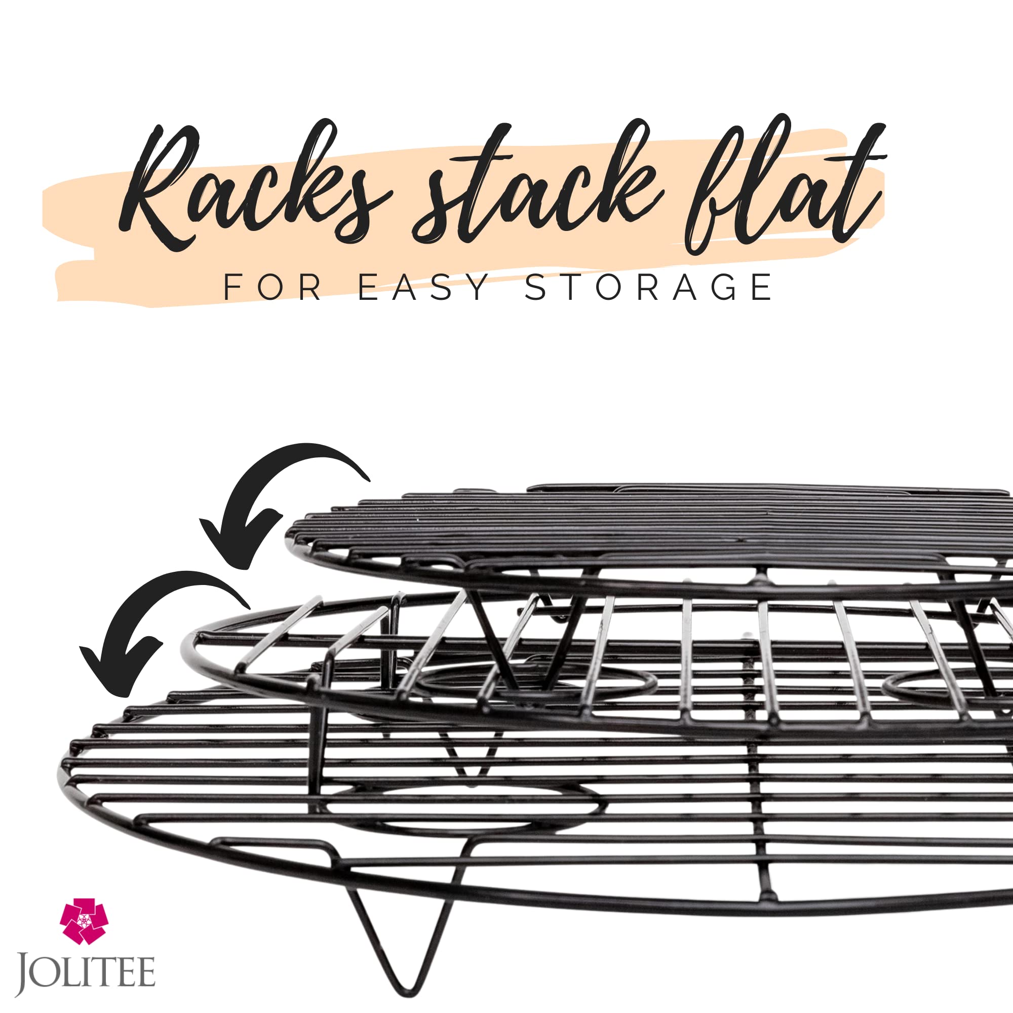 3PC Smiling Round Cooling Racks for Baking and Cooking, Stainless Steel Steamer Rack, Canning Rack, Cooking Rack, Cake Cooling Rack, Large, Med Small Cooling Rack, Trivet - Circle Wire Cooling Rack