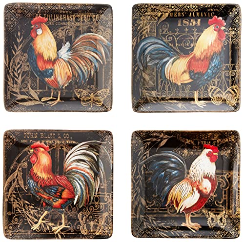Certified International Gilded Rooster Dinnerware.Tabletop, One Size, Multicolored
