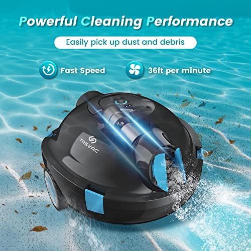 ๐ฎ๐ฌ๐ฎ๐ฏ ๐๐ฅ๐๐ง๐๐๐ TASVAC Cordless Robotic Pool Cleaner, Automatic Pool Vacuum, 90 Mins Runtime, Powerful, Self-Parking, Lightweight, Ideal for Flat Above/In-Ground Pool up to 65 Feet/1100 Sq.Ft