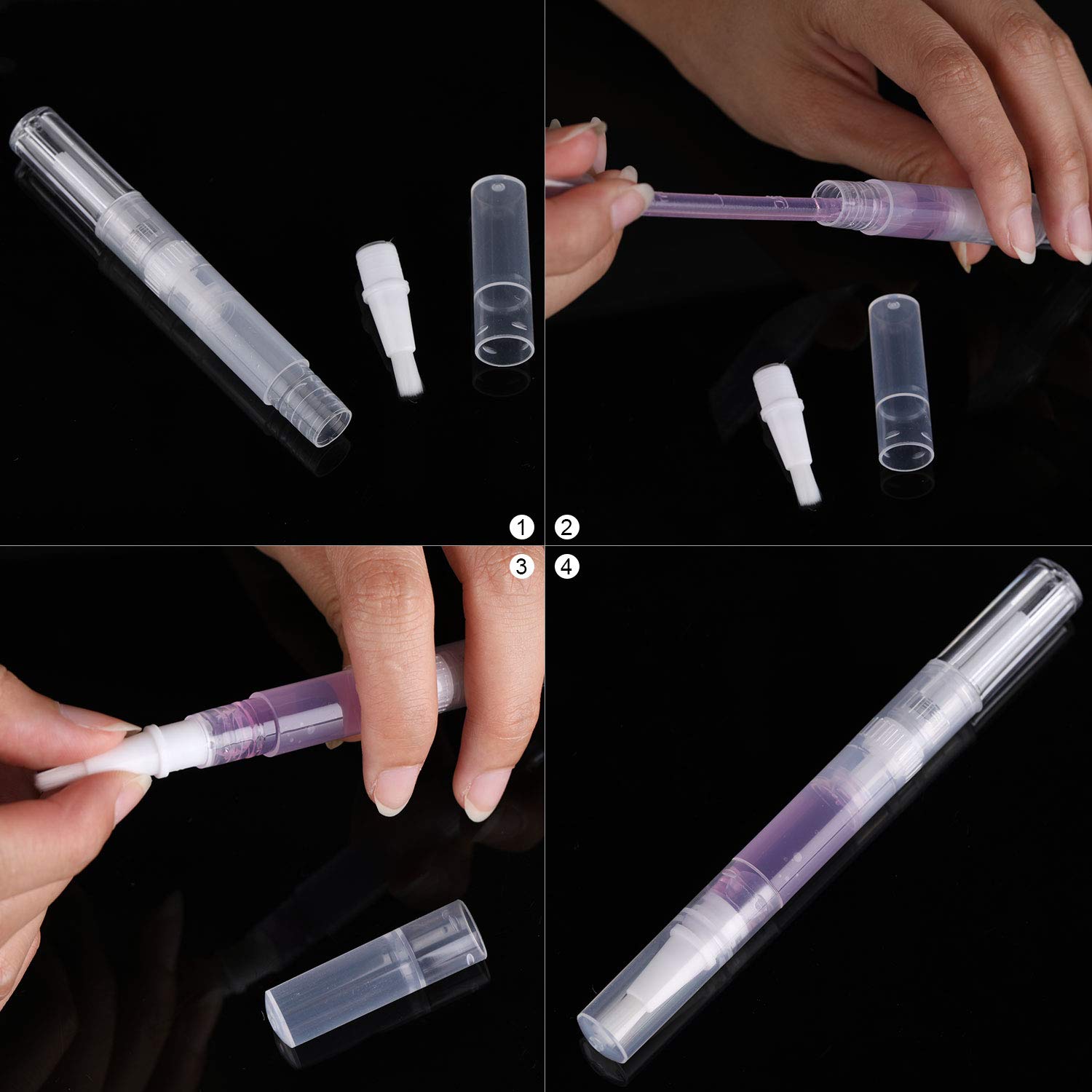 20 Pcs Empty Nail Cuticle Oil Pens 3 ml Refillable Twist Pen with Brush Tip for Lipgloss, Nail Polish, Eyelash Growth Liquid