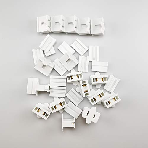 25 Pack SPT-1 Plug, Vampire Plug, Electrical Cord Replacement Zip Plugs, Male Female Gutter Plug (Plug-1-White-Female)