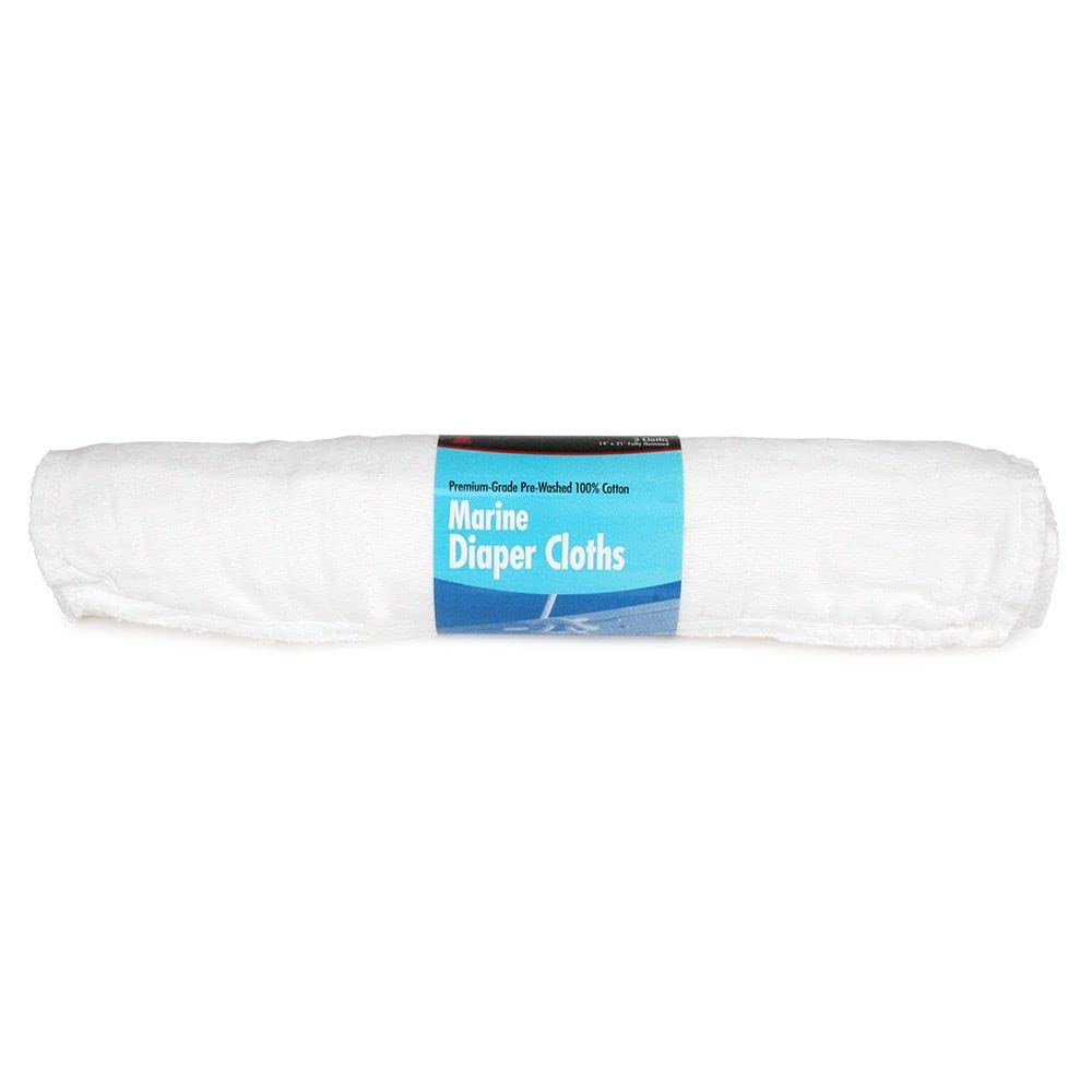 Buffalo Industries (63036) 14" x 21" Wachine Washable Soft Marine-Grade Diaper Cloths, Pack of 3 - Polish Brass, Stainless Steel and Aluminum - Classic Three-Panel Construction - 100% Flannel Cotton