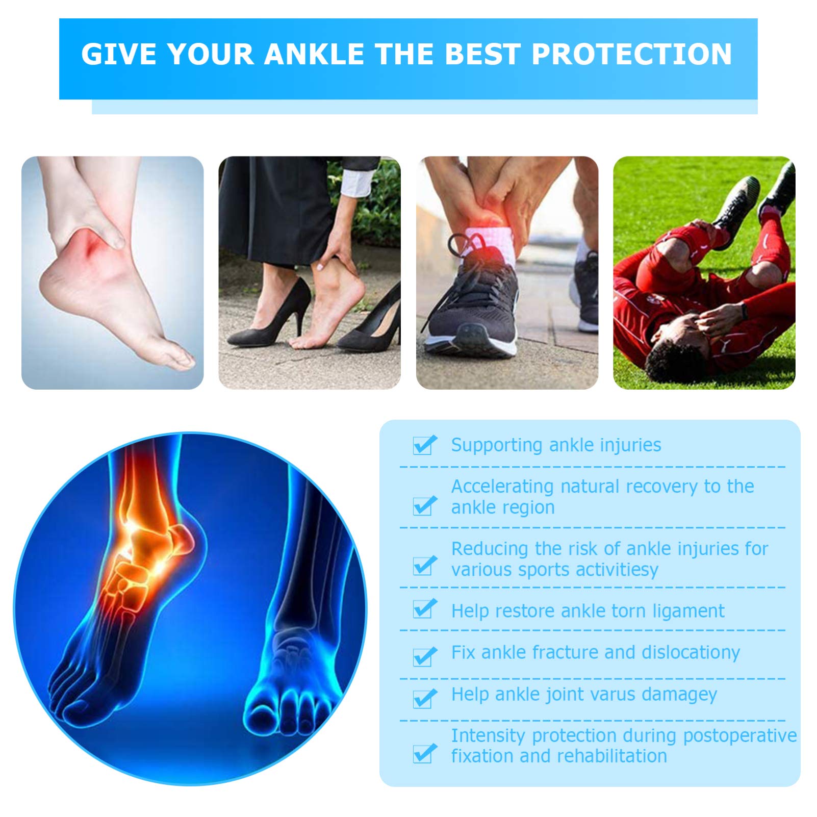 2pcs Anti Sprain Ankle Brace Thin Ankle Pads Ankle Wrap Sports Ankle Pads Ankle Support Brace Kickstand Soccer Ankle Guards Guard Brace Fitness Support Package Pressurize