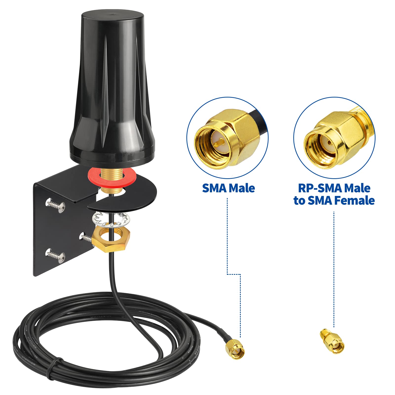 Bingfu 4G LTE Outdoor Wall Mount Waterproof Antenna SMA Male Antenna Compatible with Verizon AT&T T-Mobile Sprint 4G LTE Router Gateway Modem Cellular Trail Camera
