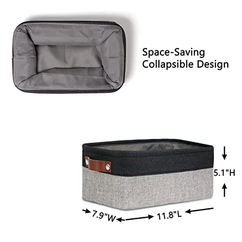 DULLEMELO Collapsible Bundle Baskets 3 Medium Baskets 15"x11"x9.5" + 6 Small Baskets 11.8"x7.9"x5.1"(Black&Gray)