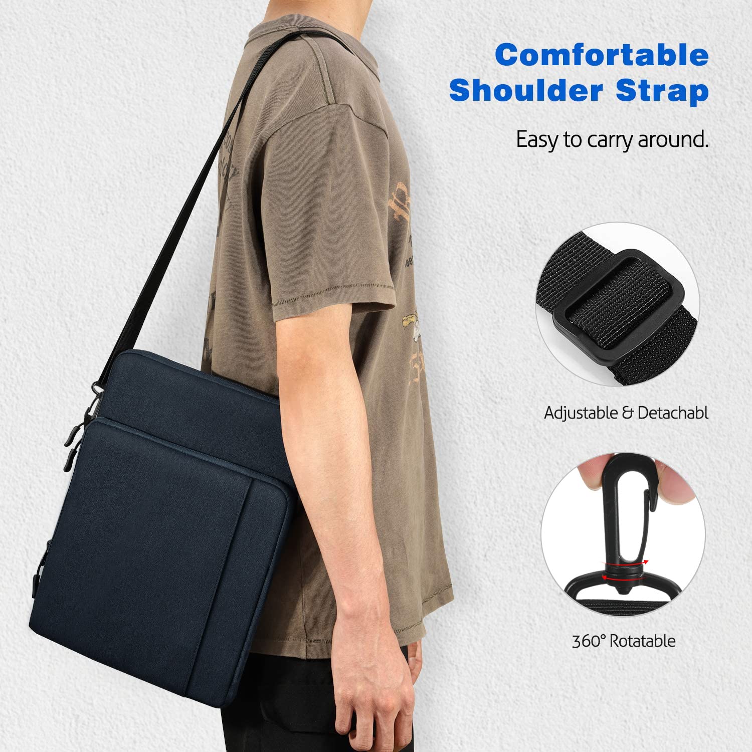 Dadanism 13 Inch Tablet Sleeve Shoulder Bag Carrying Case for iPad Pro 13" M4 2024, iPad Air 13" 2024, iPad Pro 12.9" M2, Galaxy Tab S10+ Plus/S9 FE+/S9+ Plus 12.4", reMarkable Paper Pro 11.8", Indigo