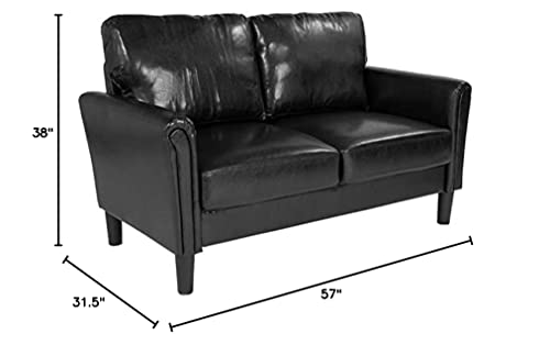 Flash Furniture Bari Upholstered Loveseat in Black LeatherSoft