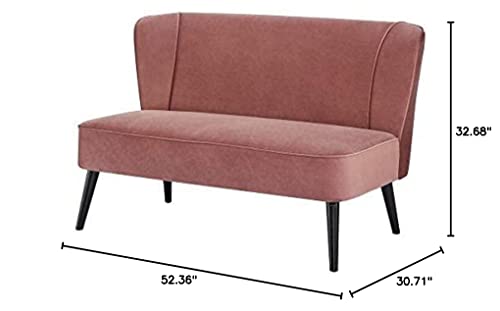 GIA Furniture Home Series Mid-Century Modern Armless Fabric Loveseat with Sleek Back, Love Seat, Pink