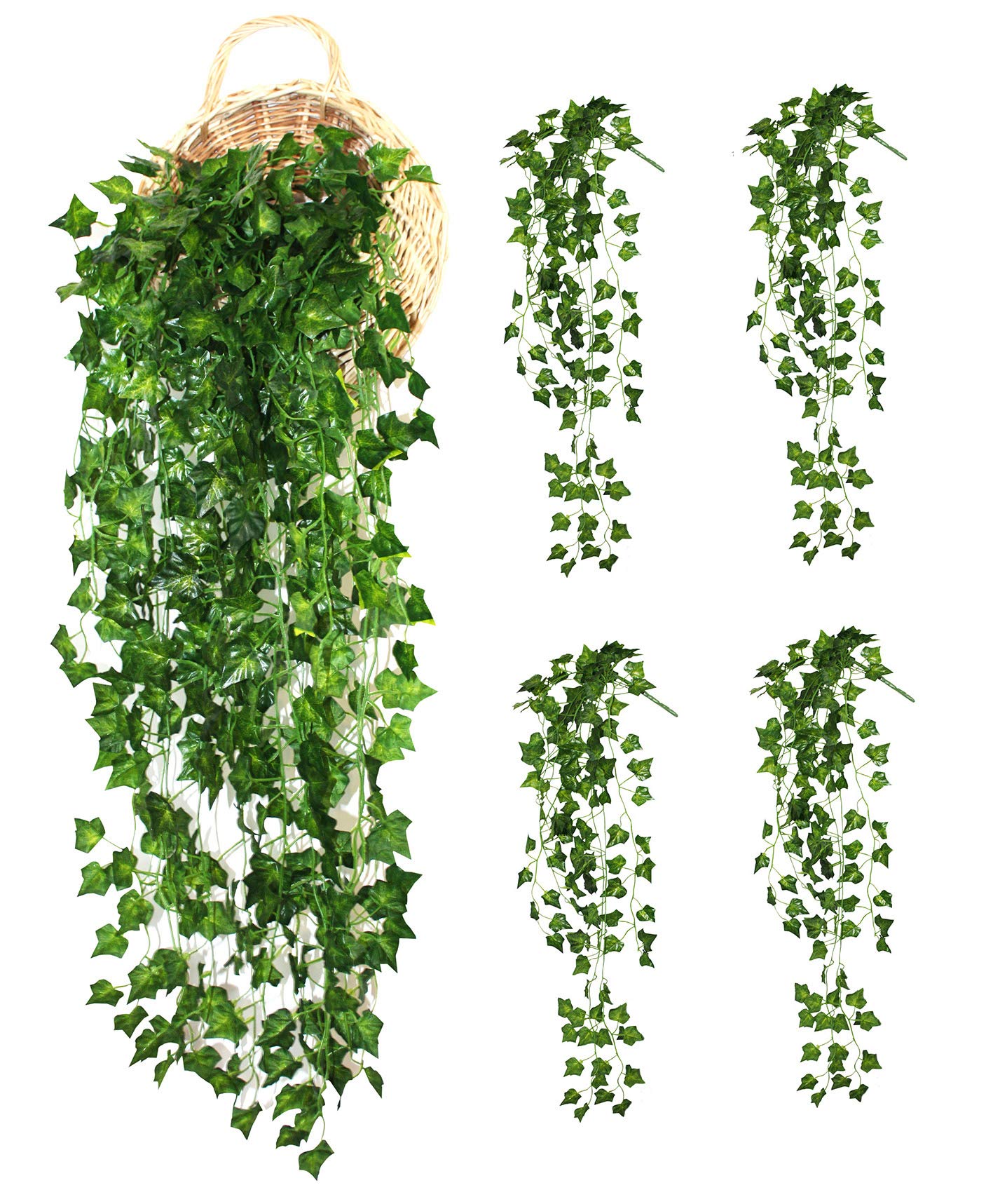 ALIERSA 4-Bunchs Outdoor Artificial Plants Hanging Ivy Garland Fake Vines Leaves Greenery Decoration for Home Wall Garden Wedding Party Bar Garland Outside Decor