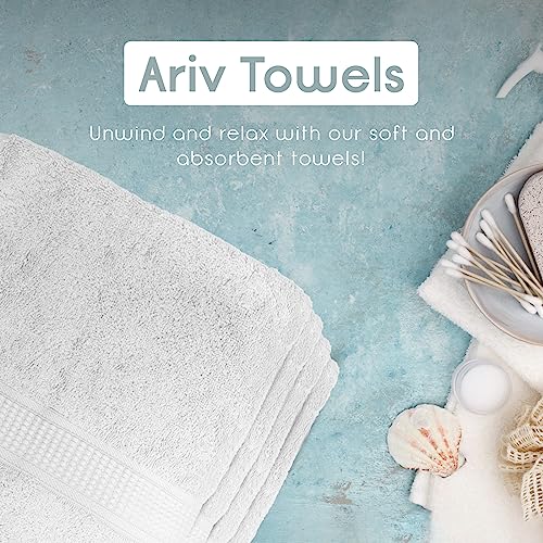 Ariv Towels 4-Piece Large Premium Bamboo Cotton Bath Towels Set- Suitable for Sensitive Skin & Daily Use- Soft, Quick Drying & Highly Absorbent Towels for Bathroom, Gym, Hotel & Spa - 30" X 52"- White