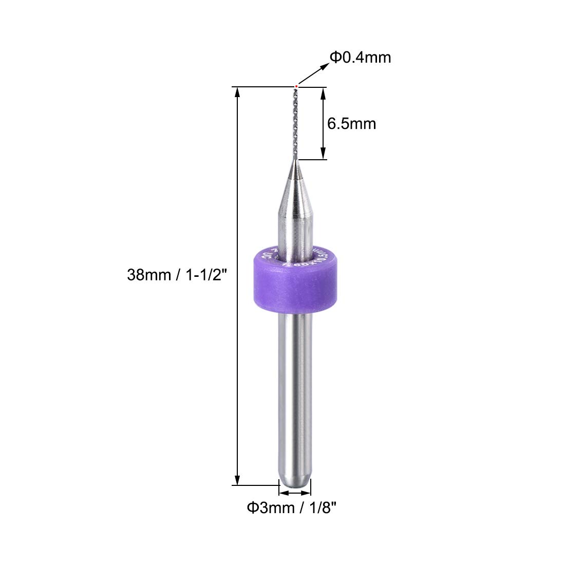 uxcell PCB Drill Bits 0.4mm Tungsten Carbide Rotary Tool Jewelry CNC Engraving Print Circuit Board Micro Drill Bits 1/8 Inch Shank 1 Set (10 Pcs)