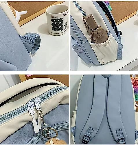 Aesthetic Backpack Cute Kawaii Backpack with Pendant 15.6 Inch College Cute Bookbag Laptop Bag Preppy Backpack (Pink,One Size)