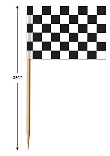 Beistle 50 Piece Checkered Racing Flag Party Food Picks For Race Car Party Sports Event