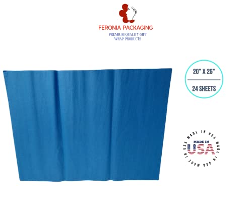 Dark Blue Tissue Paper Squares, Bulk 24 Sheets, Premium Gift Wrap and Art Supplies for Birthdays, Holidays, or Presents by Feronia packaging, Large 20 Inch x 26 Inch