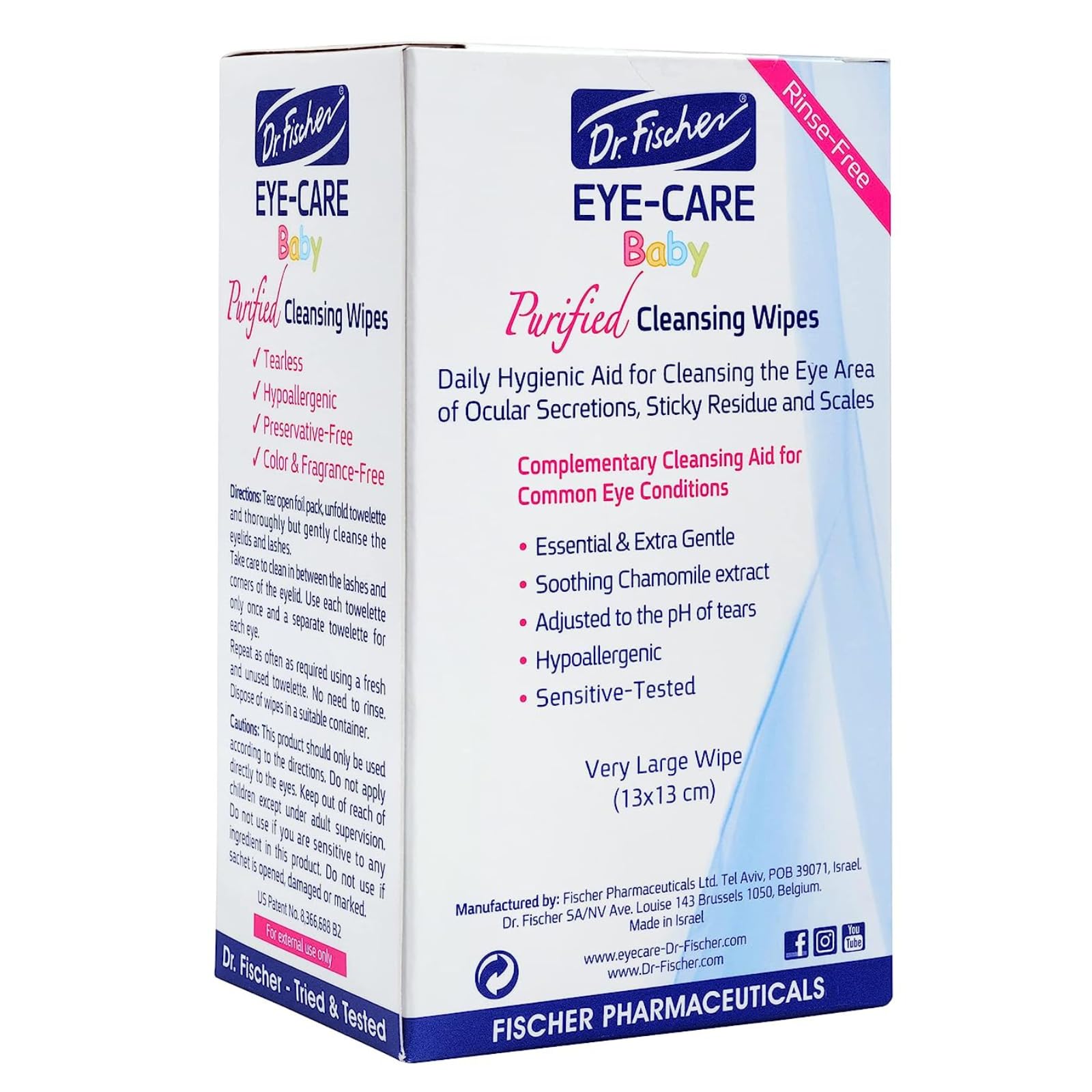 Dr. Fischer Premium Baby Eyelid Wipes, 60 Count, Pre-moistened, Hypoallergenic, Non-Irritating, Rinse Free, Pediatrician Recommended