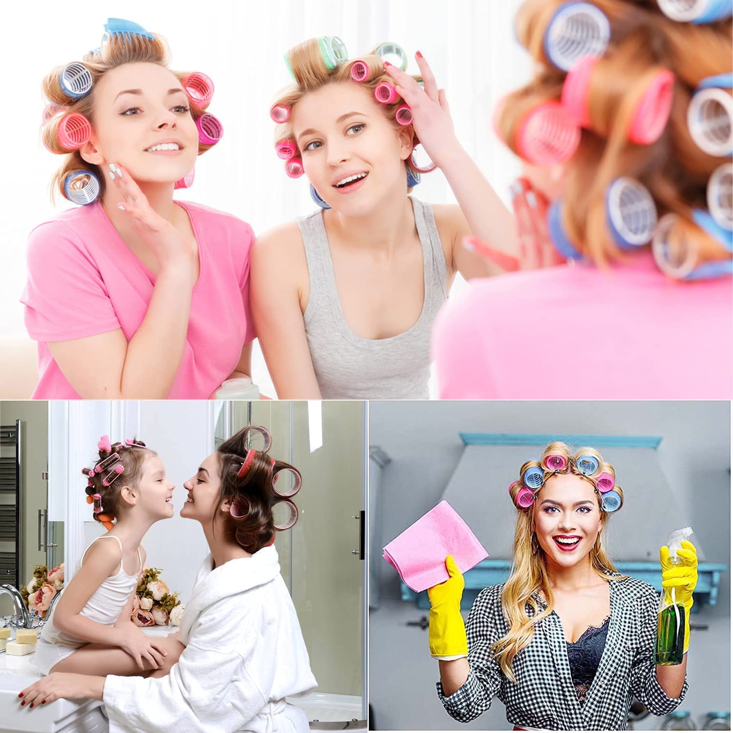 Super Jumbo Hair Rollers, 12 Pack Self Grip Salon Hairdressing Curlers, Hair Curlers Sets, DIY Curly Hairstyle for Long Hair, Colors May Vary, Jumbo Plus